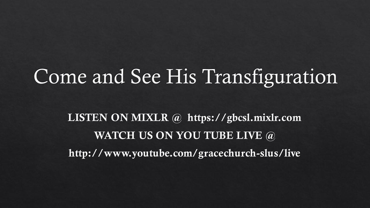 Come And See His Transfiguration - Grace Baptist Church of Second Life ...