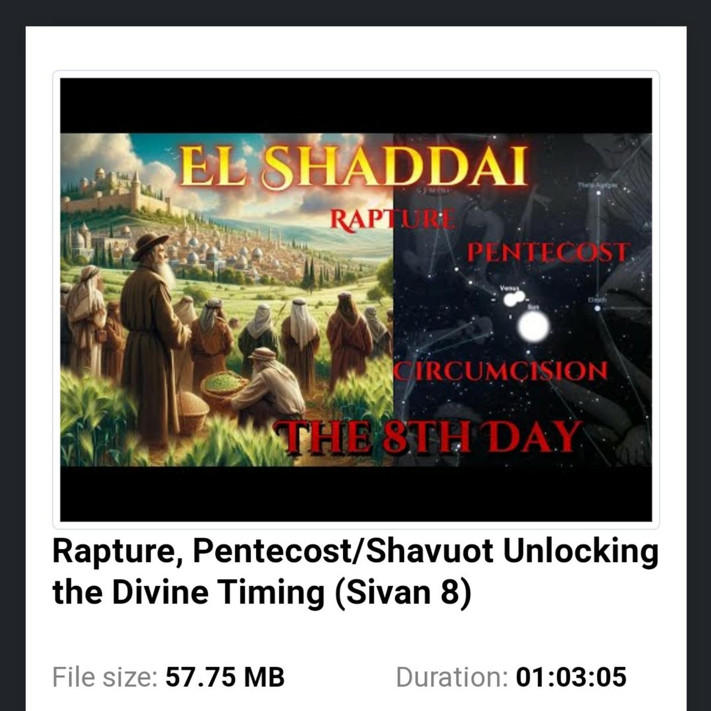 Rapture, Pentecost/Shavuot Unlocking the Divine Timing (Sivan 8 ...