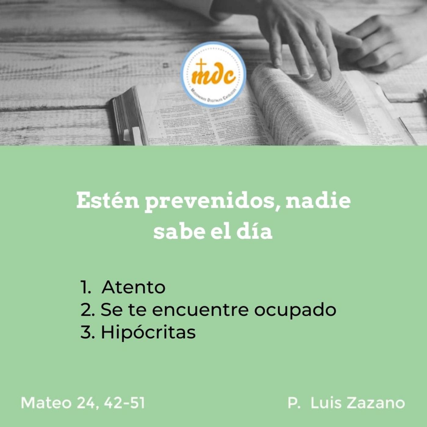 Mateo 24, 42-51 - Reflexión diaria del Evangelio por el P. Luis Zazano ...